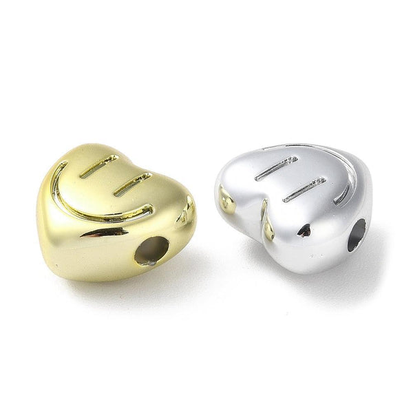 Acryl hartje Ø3.5mm smiley zilver 16,5mm- per stuk - Kraaltjes van Renate