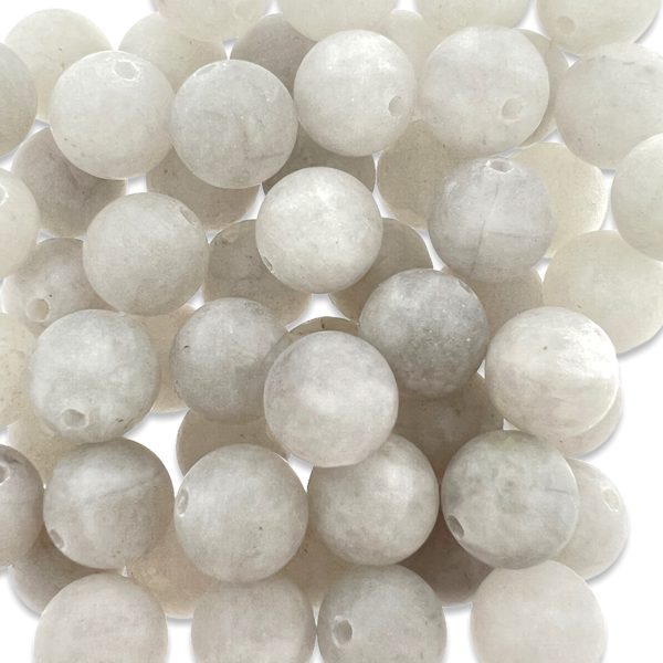 Edelsteen jade natural white rond 8mm - Kraaltjes van Renate