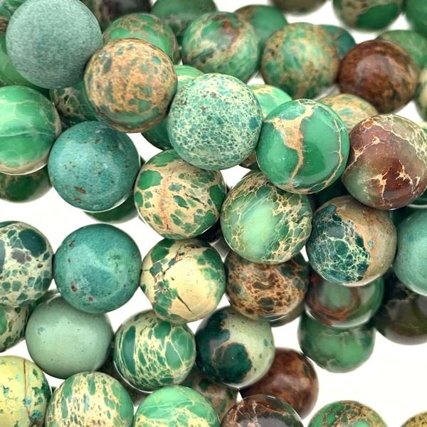Edelsteen rond Natural Imperial Jasper groen 8mm - Kraaltjes van Renate