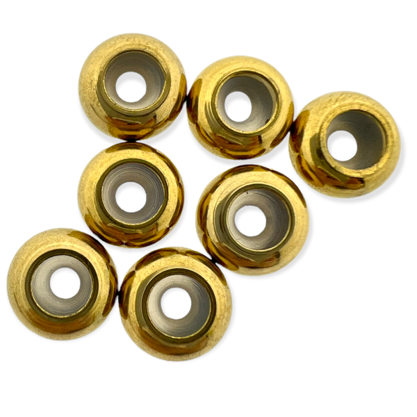 Macrame stopper kraal RVS goud 9x4mm - per stuk - Kraaltjes van Renate